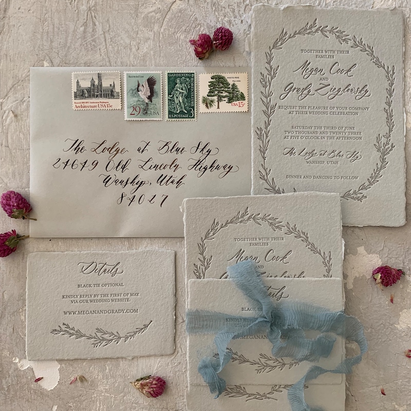 Deckled Edge Wedding Invitation - Etsy
