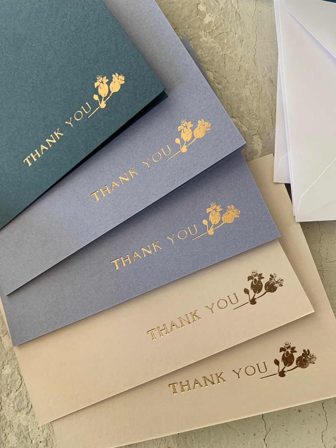 Gold Foil Thank You Card | Ombre Thank You Card Set | Floral Thank You ...