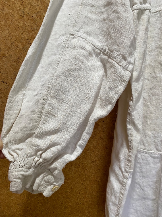 Patched Darned Antique French Linen Smock Vintage - Gem