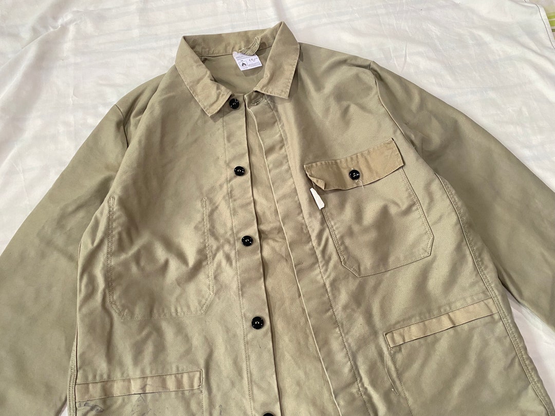 Pit23.5" German Beige Moleskin Work Jacket Workwear Fire Resistant - Etsy