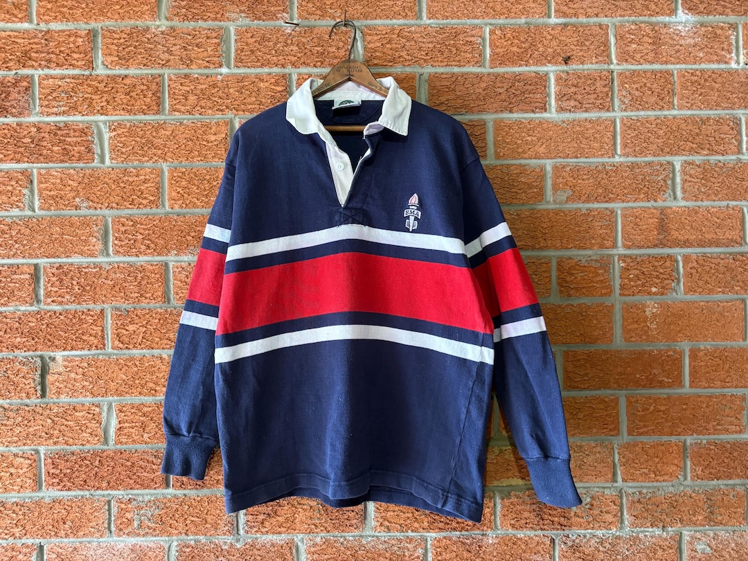 BARBARIAN Rugby Shirt Heavy Jersey Border Stripe Navy Made in Canada - Etsy