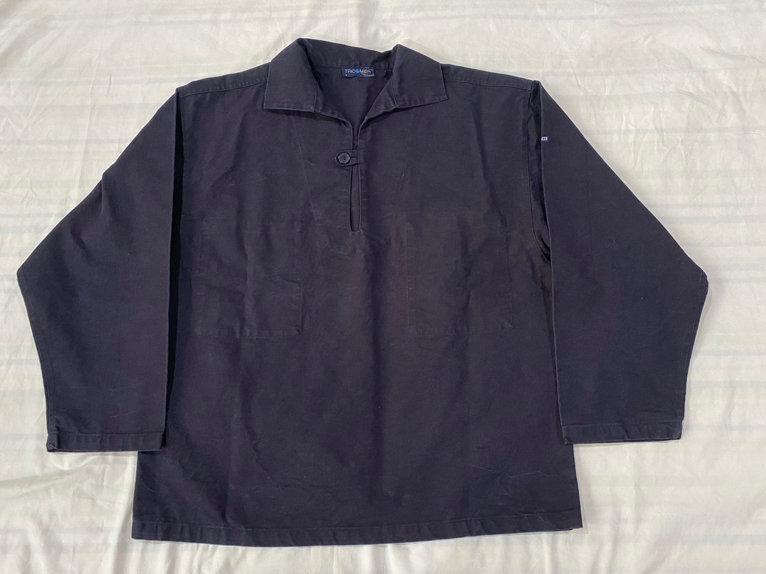 Pit24" French Dark Navy Fisherman Smock Pullover Shirt - Etsy