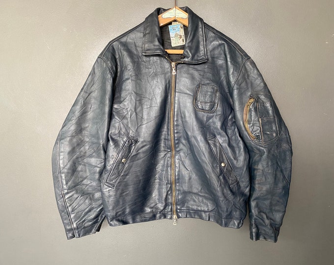RARE 70s FRENCH Air Force Pilot Blouson K6 Horsehide Leather Jacket ...