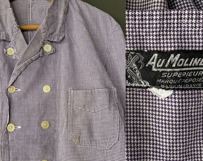 Vintage French Double Breasted Houndstooth Butcher Jacket 'au Molinel ...
