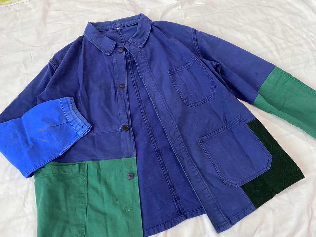 Pit24.5 REMADE French Work Jacket Vintage Patched Boro Workwear - Etsy