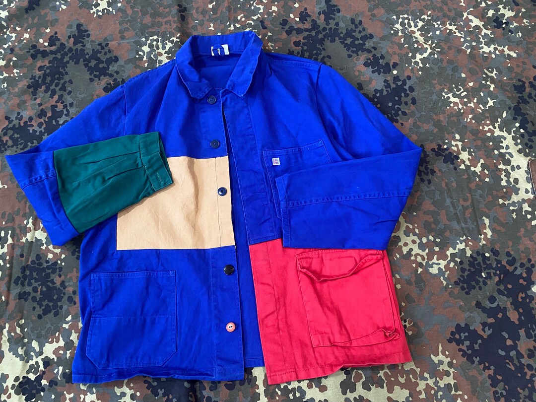 REMADE German Blue Work Jacket Vintage Workwear Pit23.5 - Etsy
