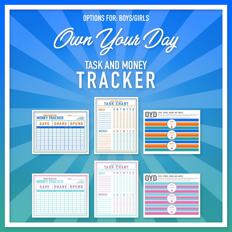 Task and Money Tracker for Kids (boys) | Teaching Kids About Money | 3 ...