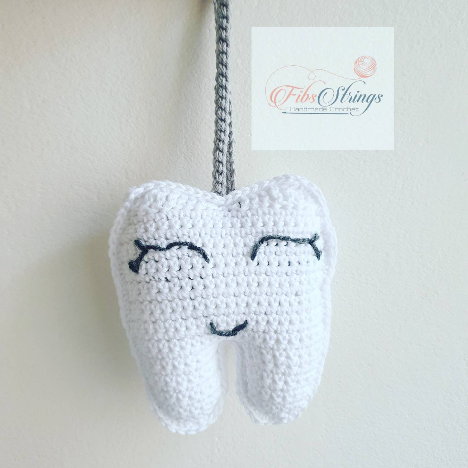 Handmade Crochet Tooth Pillow | Crochet Tooth Fairy Cushion - Etsy