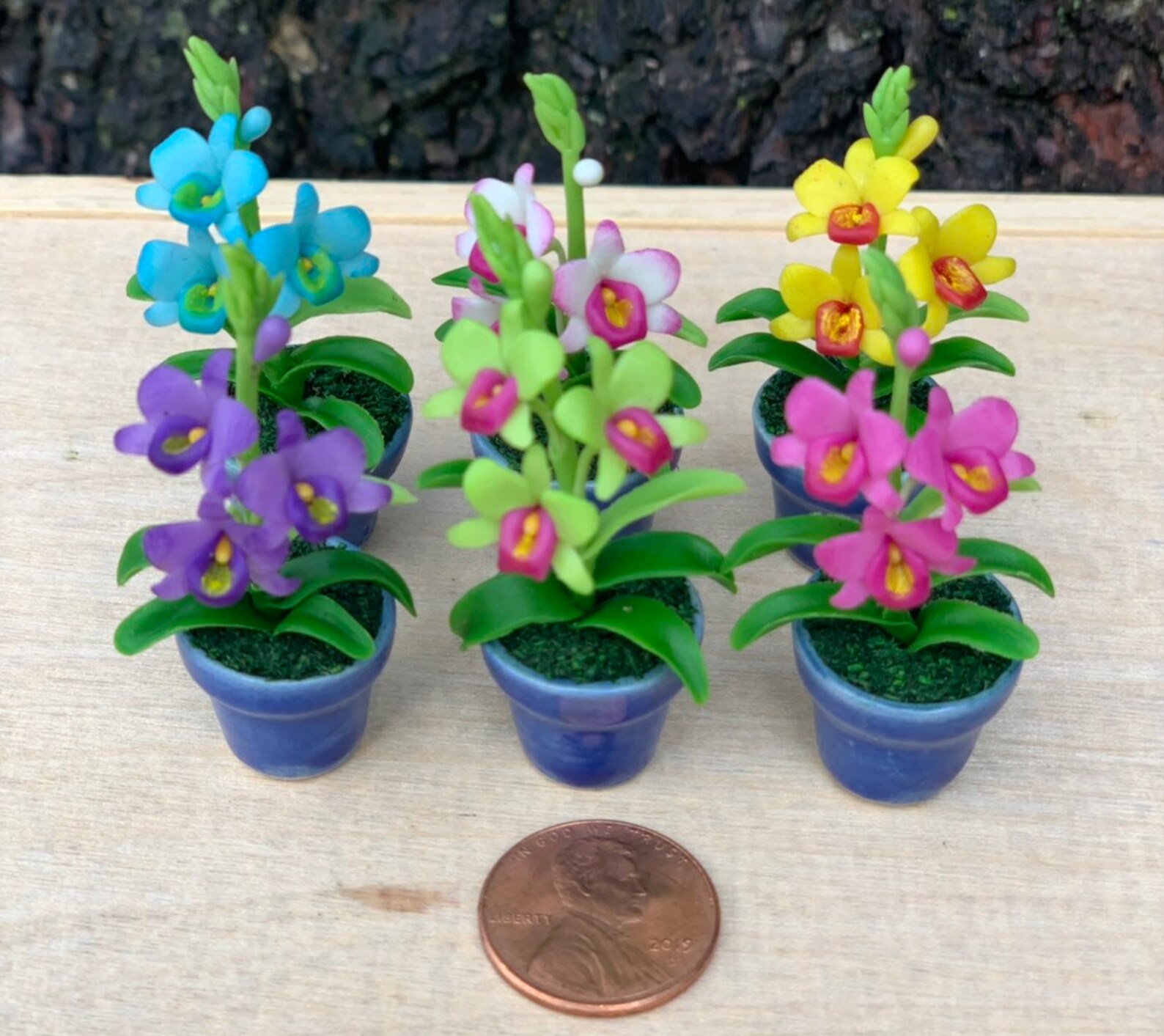 Clay Orchid Miniatures Clay Flowers Art Handmade Tiny - Etsy
