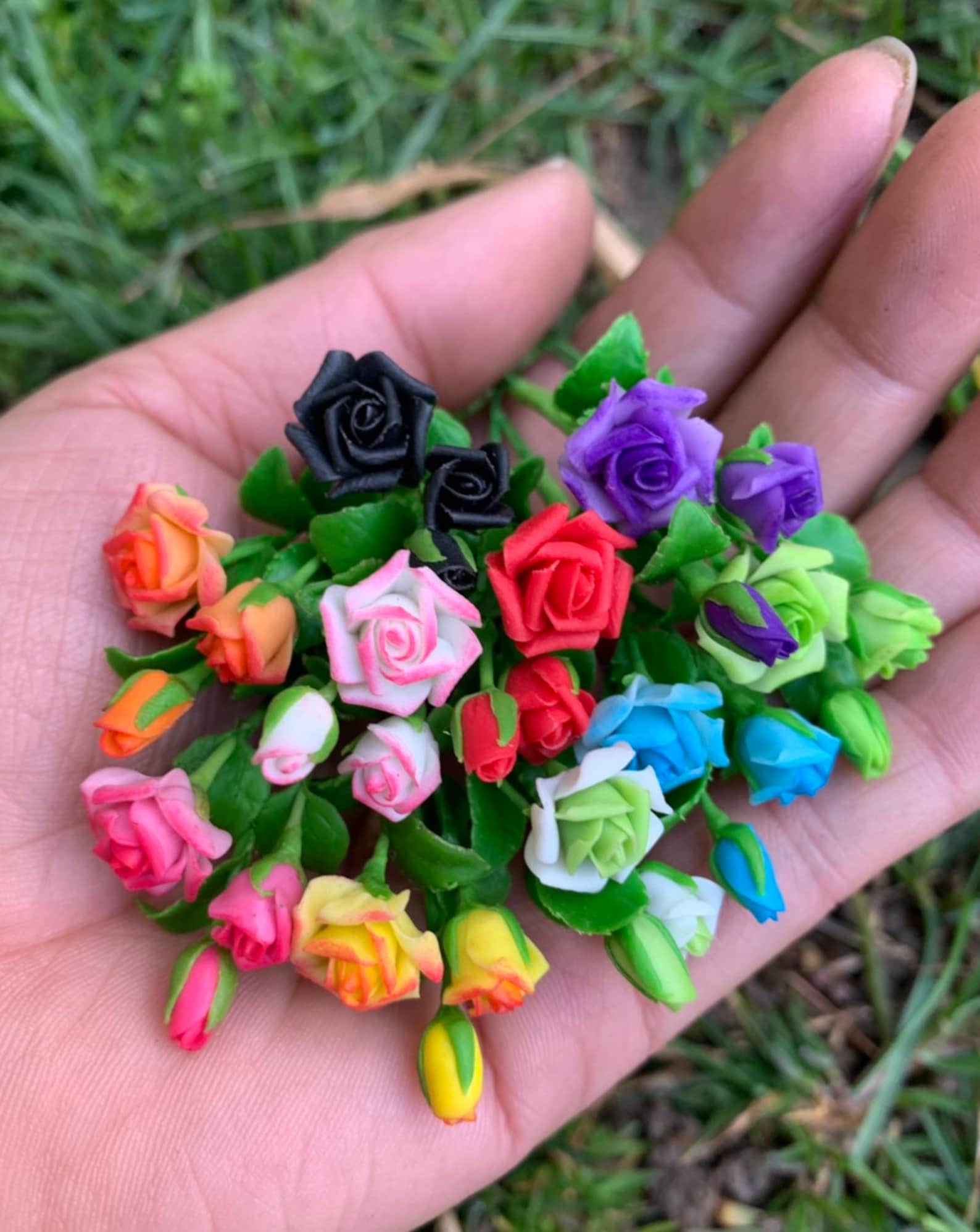 1 Set of Miniatures Clay Flowers Art Handmade Tiny Roses Cute - Etsy