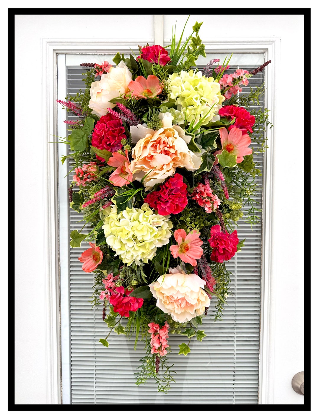 Elegant Floral Door Swag, Hydrangea Swag for Front Door Swag, Tuscan ...