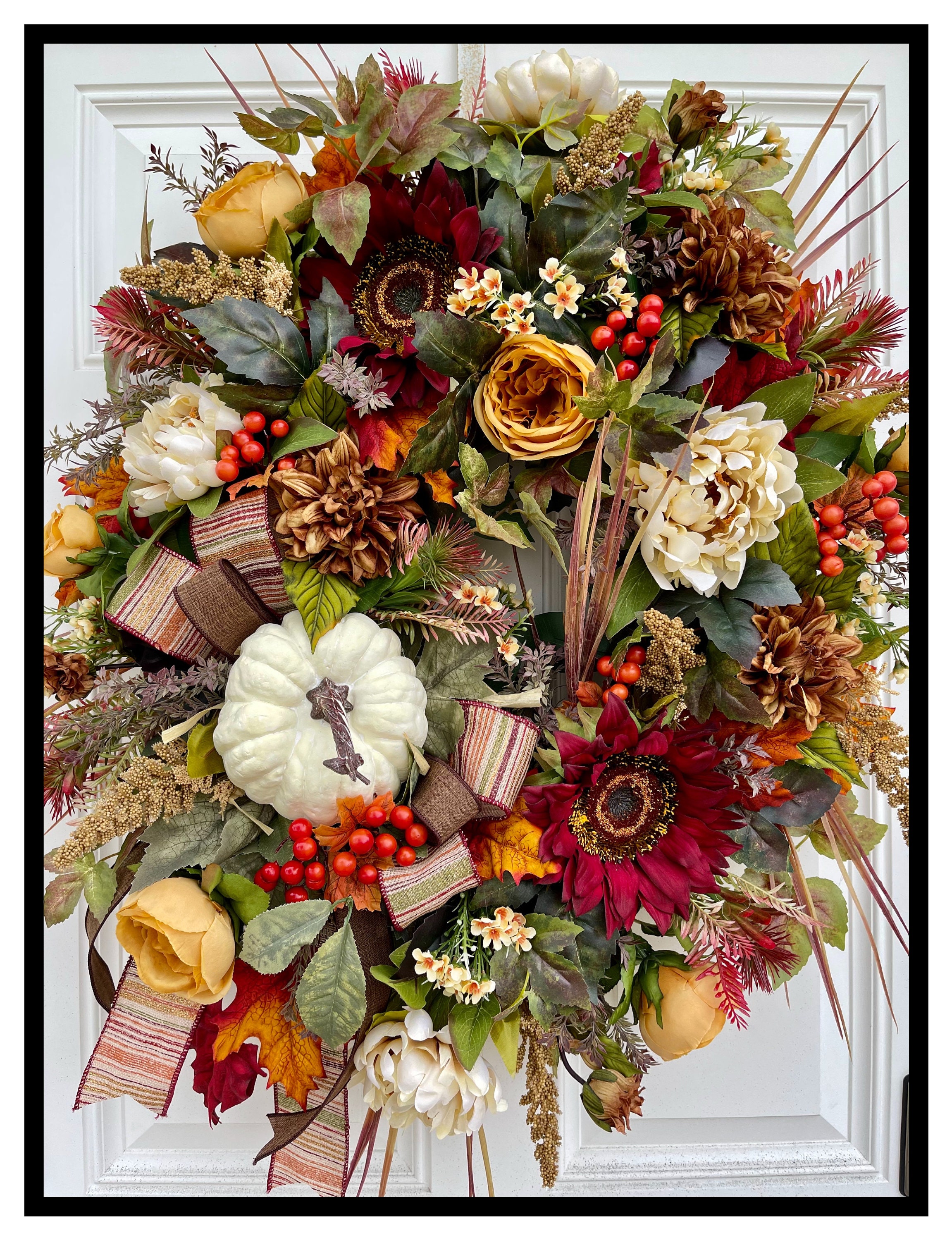 Designer Fall Wreaths for Front Door Wreath Large Fall - Etsy