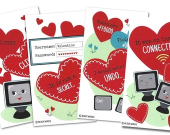 Computer Love Computer Science Valentine Mini Cards Nerdy - Etsy