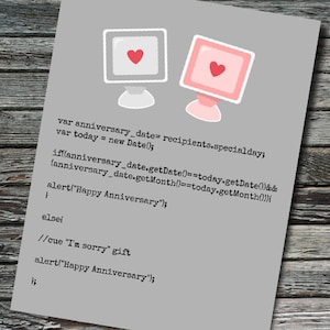 Javascript Nerdy Anniversary Card | Programmer, Web Developer ...