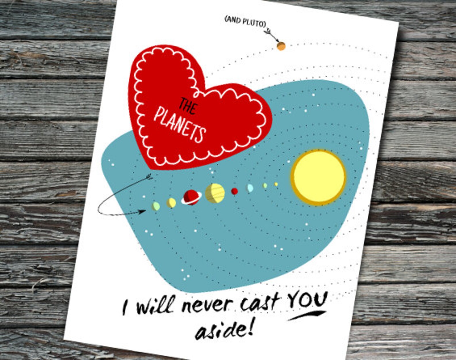 Planet Pluto Space Valentine | Nerdy Retro Valentine's Day Card ...
