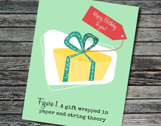 Birthday Science Card Paper and String Theory Physics Big | Etsy