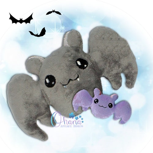 Benny the Bat Stuffie in the Hoop Machine Embroider Design - Etsy