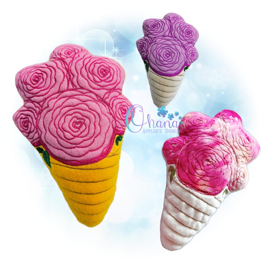 Flower Bouquet Stuffie in the Hoop Machine Embroidery Design - Etsy