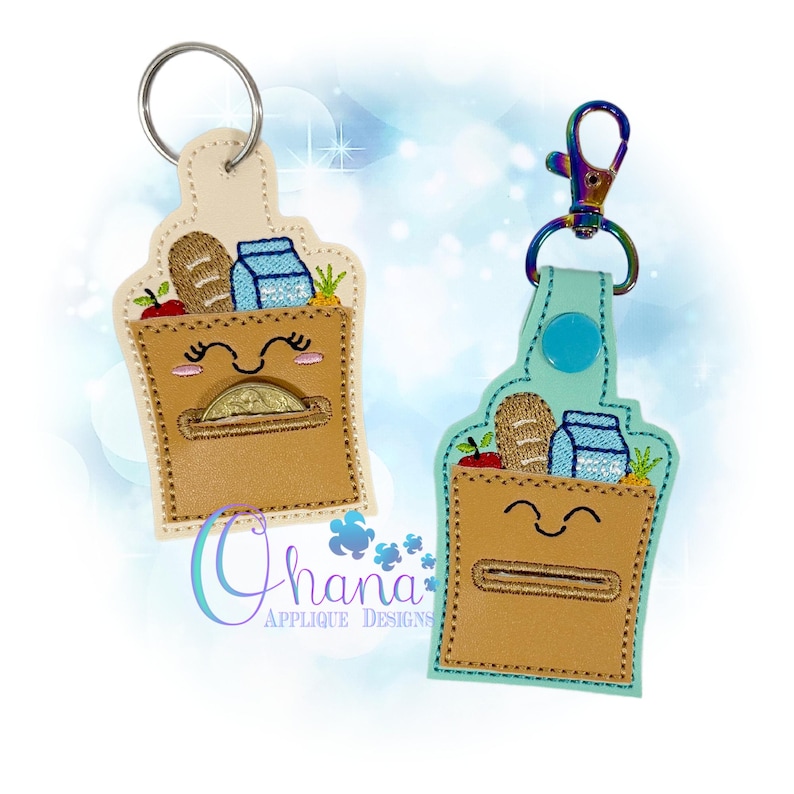 Grocery Bag Coin Keeper Key Chain: in the Hoop Embroidery Design - Etsy