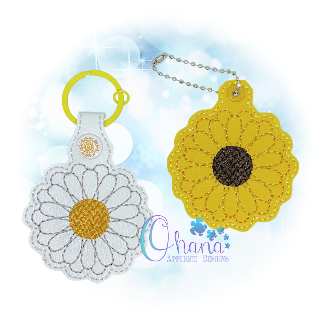 Daisy Flower Key Chain, Key Fob, Snap Tab in the Hoop Machine ...