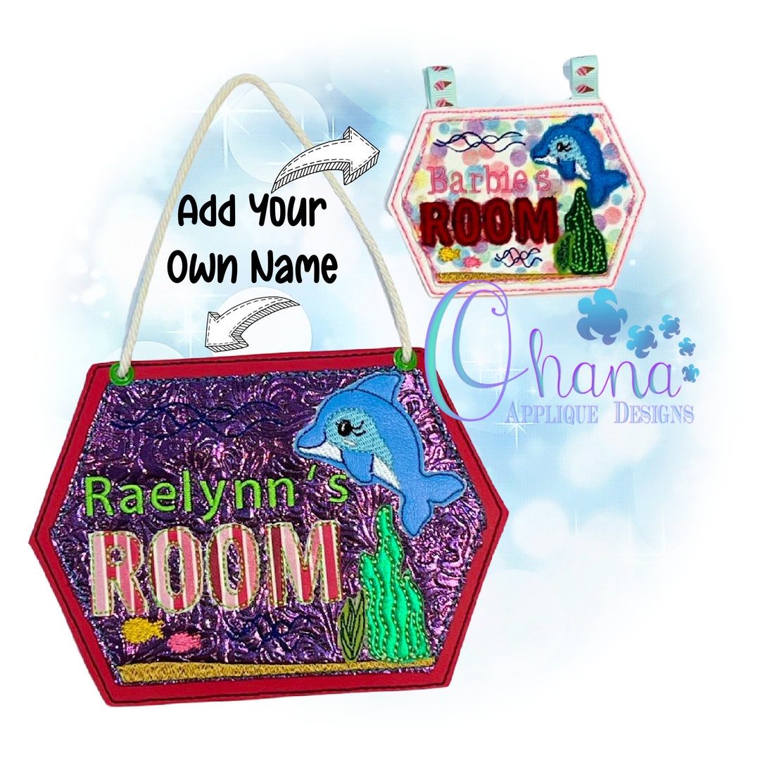 Dolphin Room Door Hanger Decoration in the Hoop Machine Embroidery ...