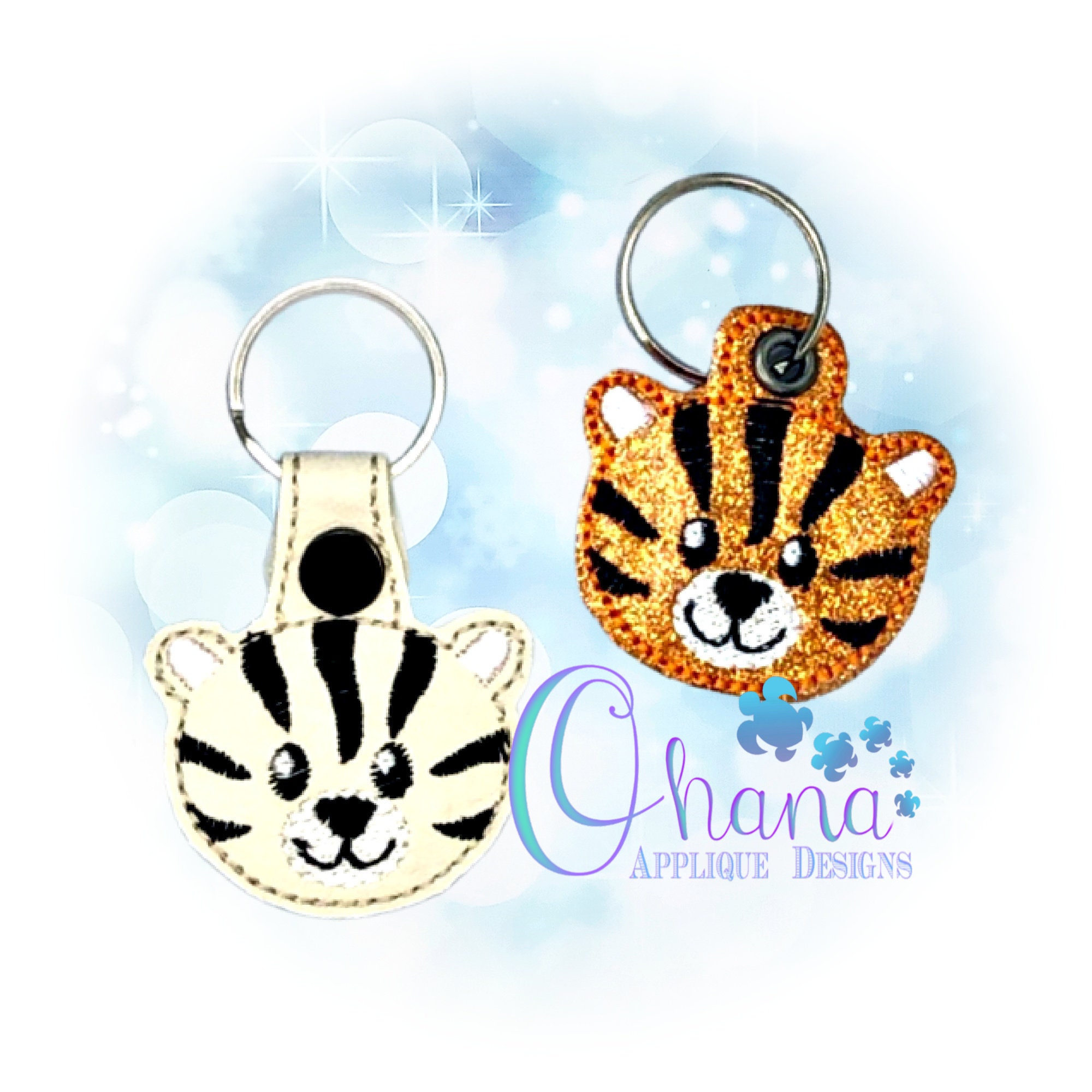 Tiger Key Chain Key Fob Snap Tab the Hoop Designs Machine - Etsy