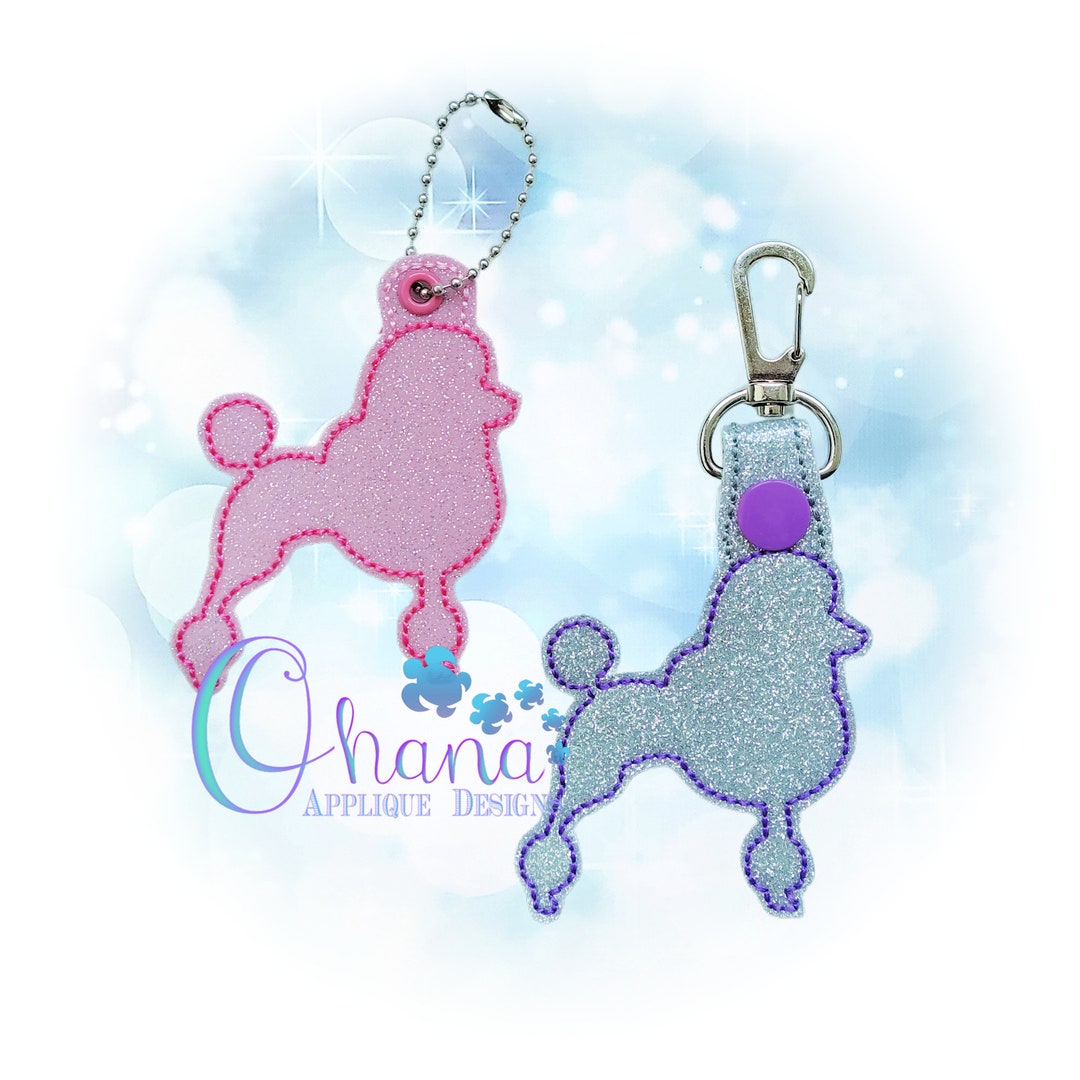 Poodle Silhouette Key Chain, Key Fob, Snap Tab in the Hoop Machine ...
