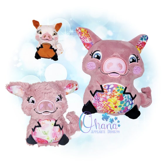 Pocket Pig Stuffie in the Hoop Machine Embroidery Design Etsy UK