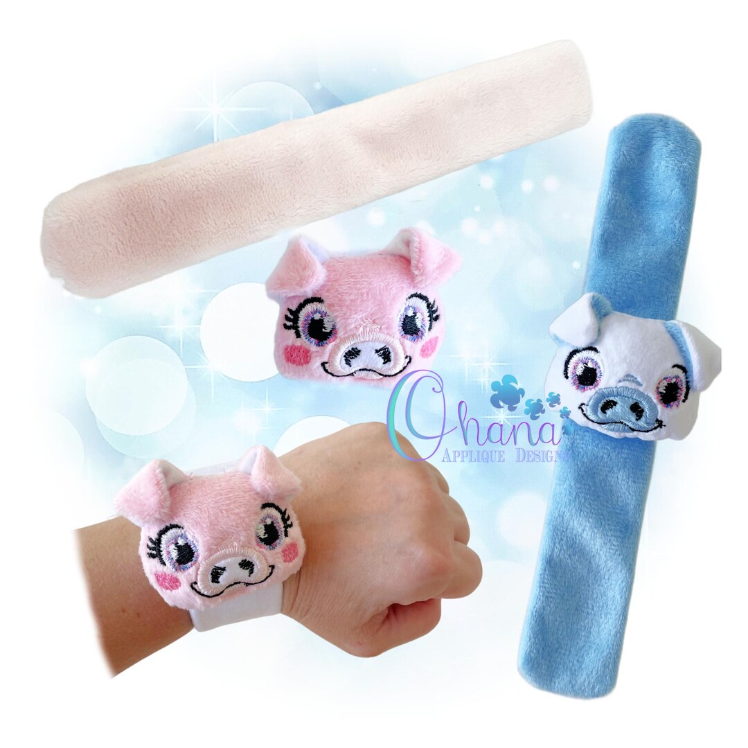 Pig Slip on Slap Bracelet Buddy in the Hoop Machine Embroidery Design ...