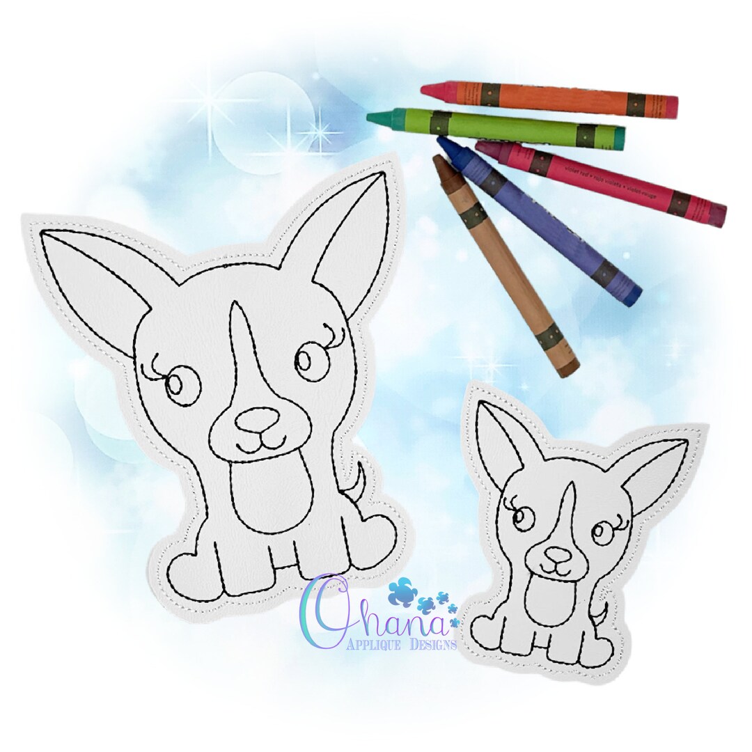 Chihuahua Flat Coloring Doll in the Hoop Embroidery Machine Design - Etsy