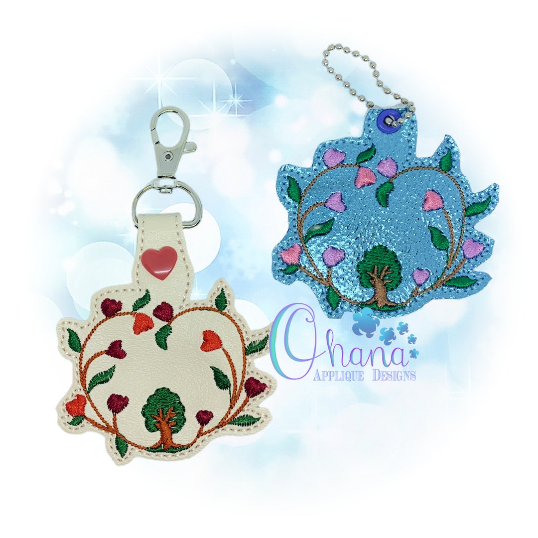 Earth Day Heart Tree With Vines Key Chain, Key Fob, Snap Tab the Hoop ...