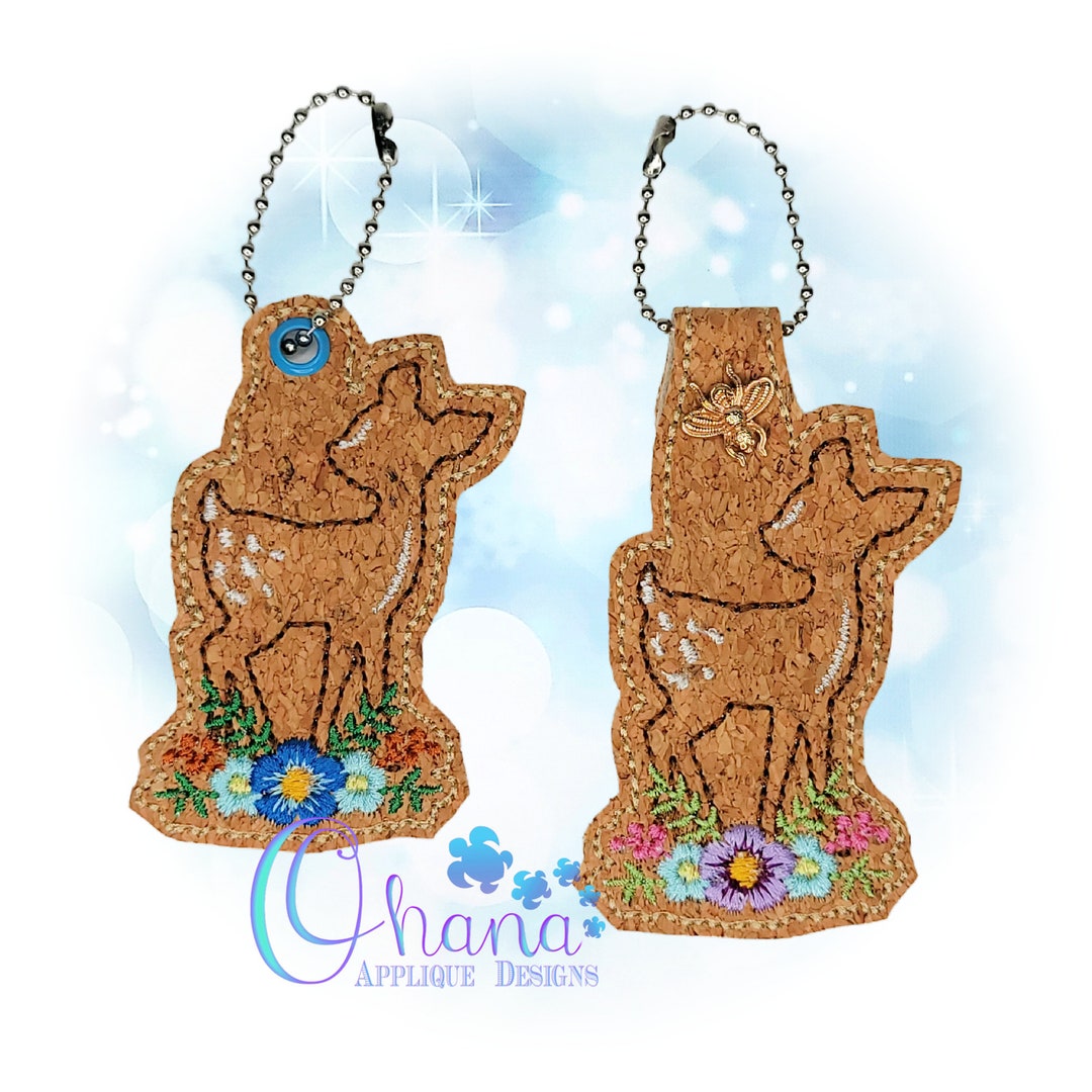 Floral Deer Silhouette Key Chain Key Fob, Snap Tab the Hoop Designs ...