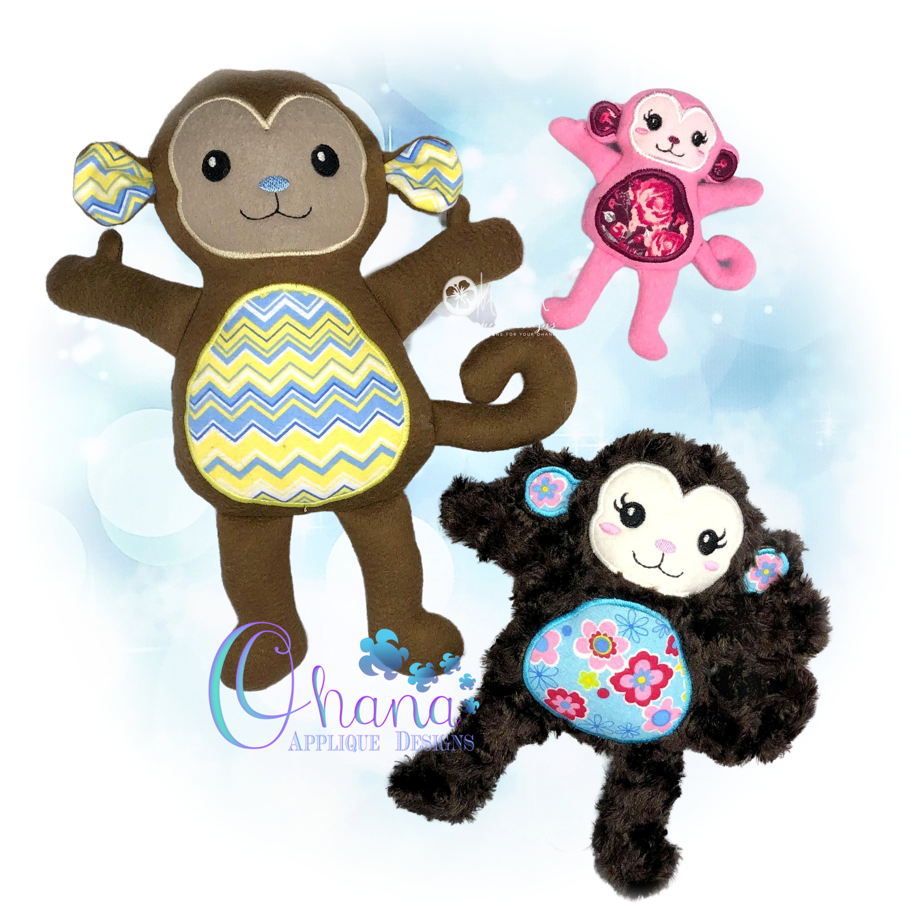 Monkey Plush Stuffie Pattern in the Hoop Machine Embroidery - Etsy