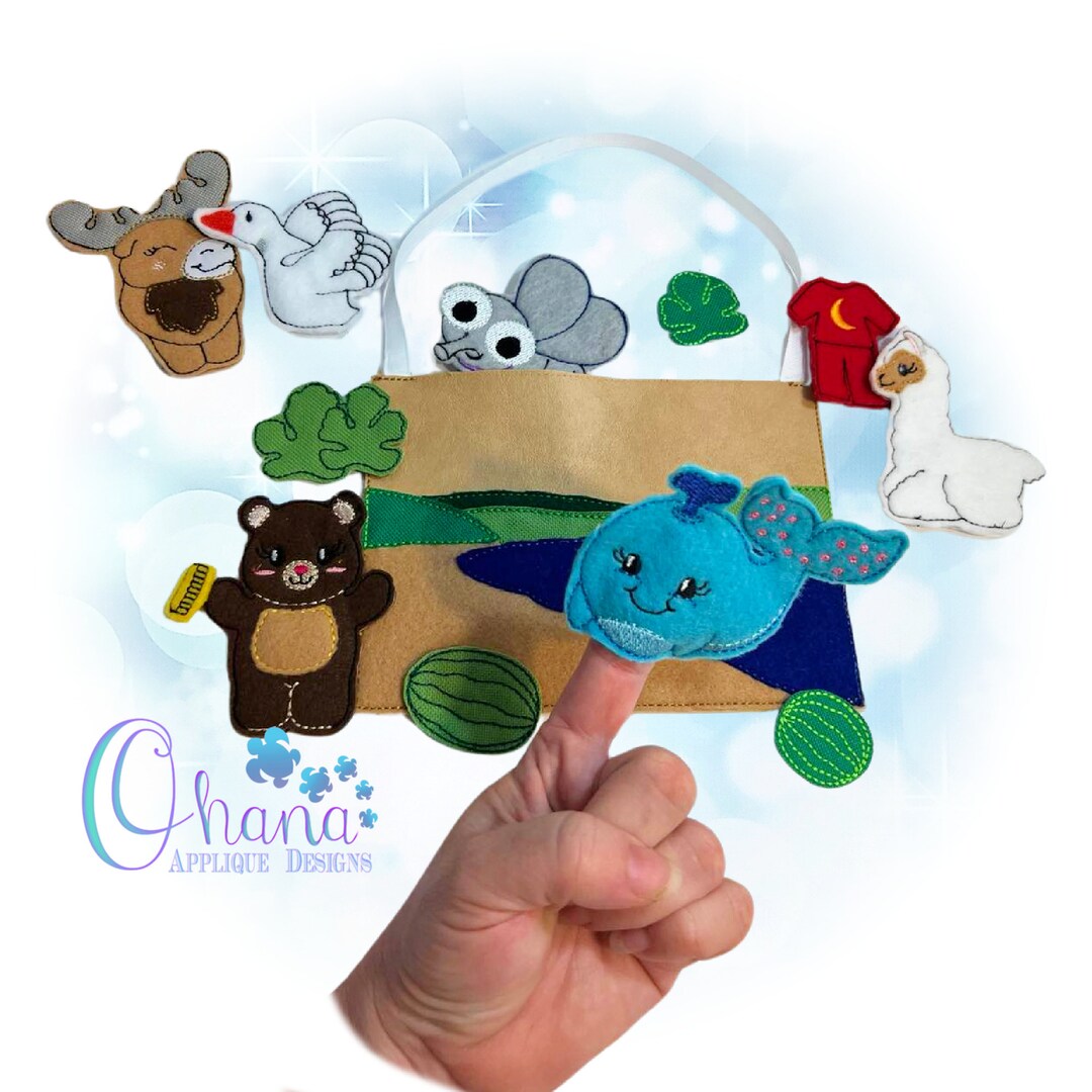 Down by the Bay Finger Puppet Set in the Hoop Machine Embroidery Design ...