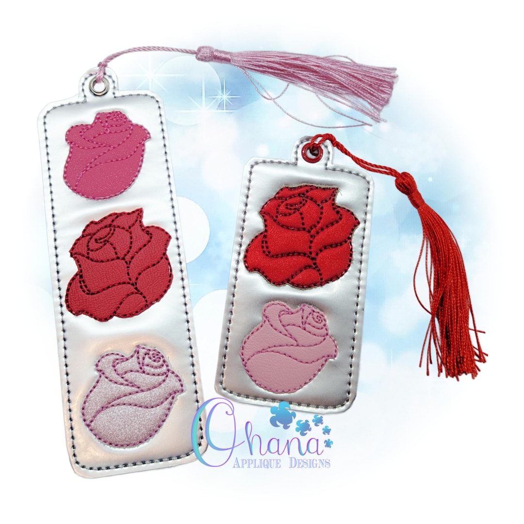 Rose Bookmark in the Hoop Machine Embroidery Design - Etsy