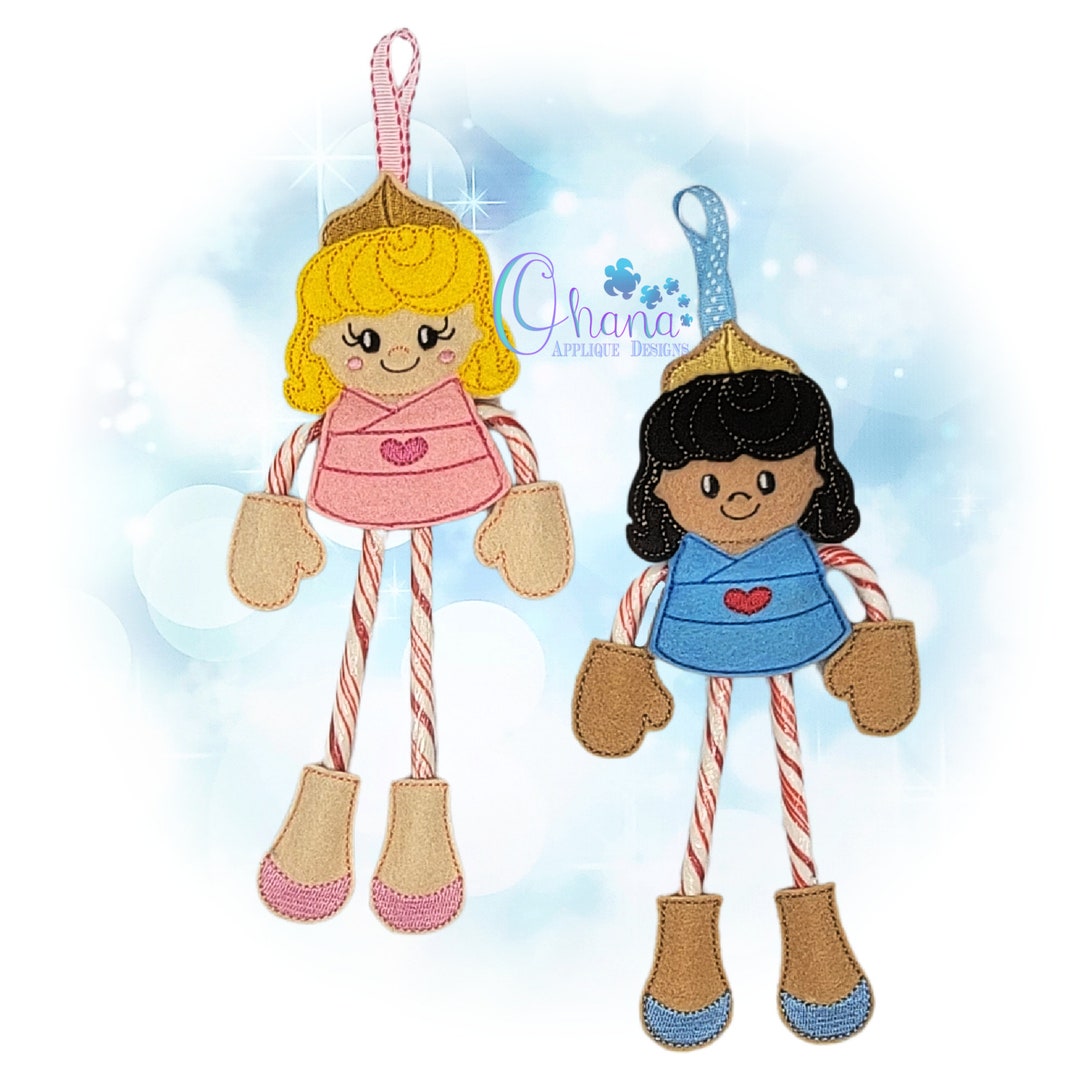 Pink Princess Candy Cane Holder Ornament in the Hoop Machine Embroidery ...