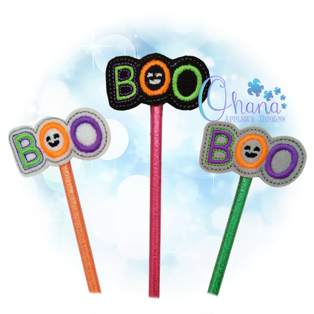 Boo Pencil Topper in the Hoop Machine Embroidery Design - Etsy