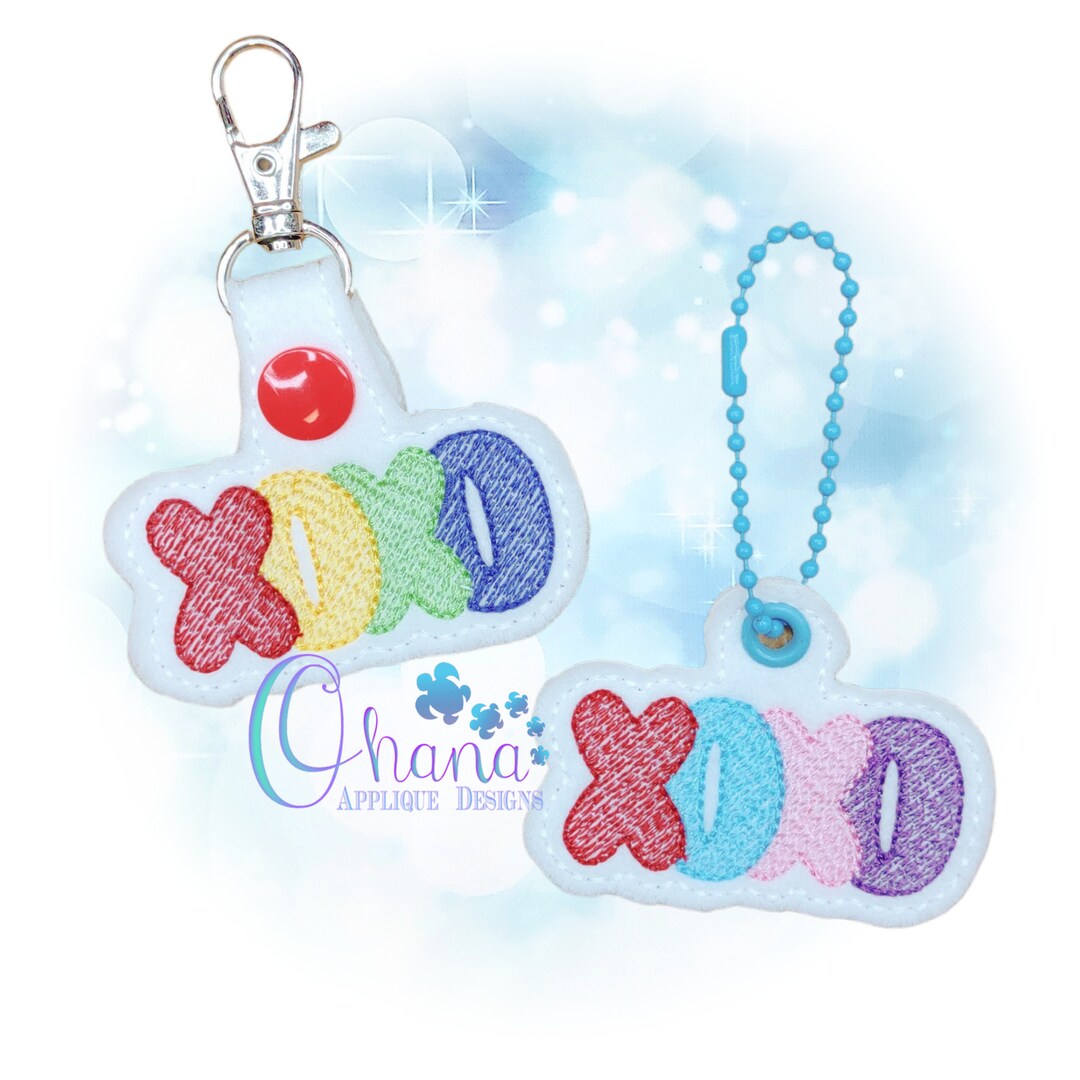 XOXO Key Chain, Key Fob, Snap Tab in the Hoop Machine Embroidery Design ...