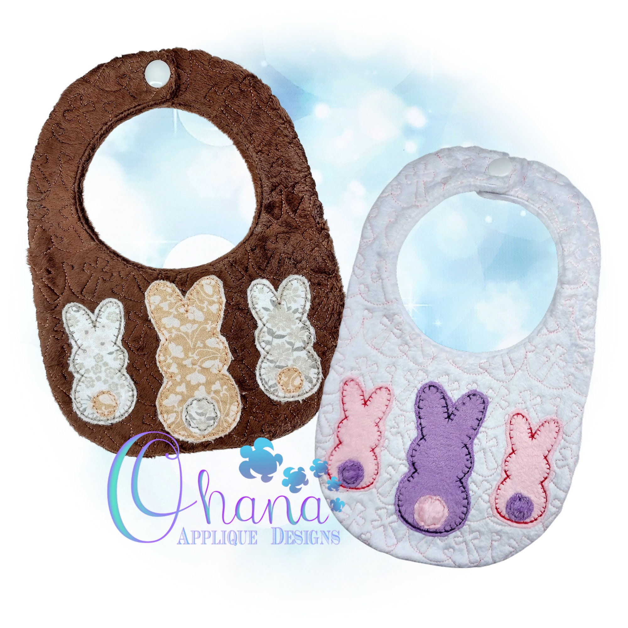 Bunny Buns Bib in the Hoop Machine Embroidery Design - Etsy