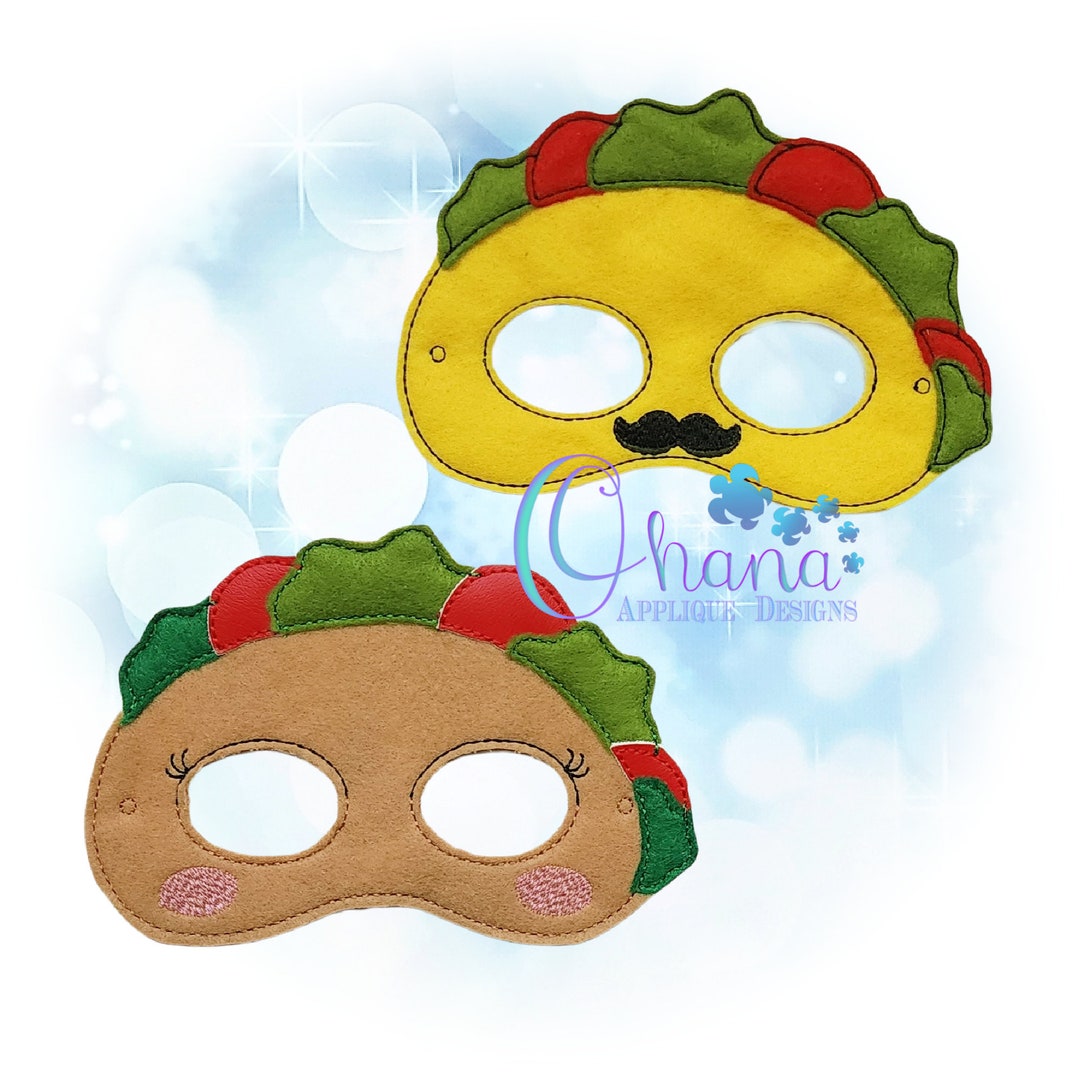 Taco Pretend Mask in the Hoop Machine Embroidery Design - Etsy
