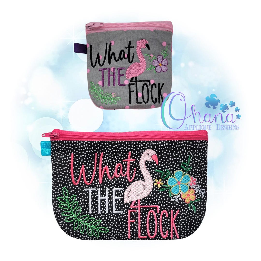 What the Flock Flamingo Zipper Bag in the Hoop Machine Embroidery ...