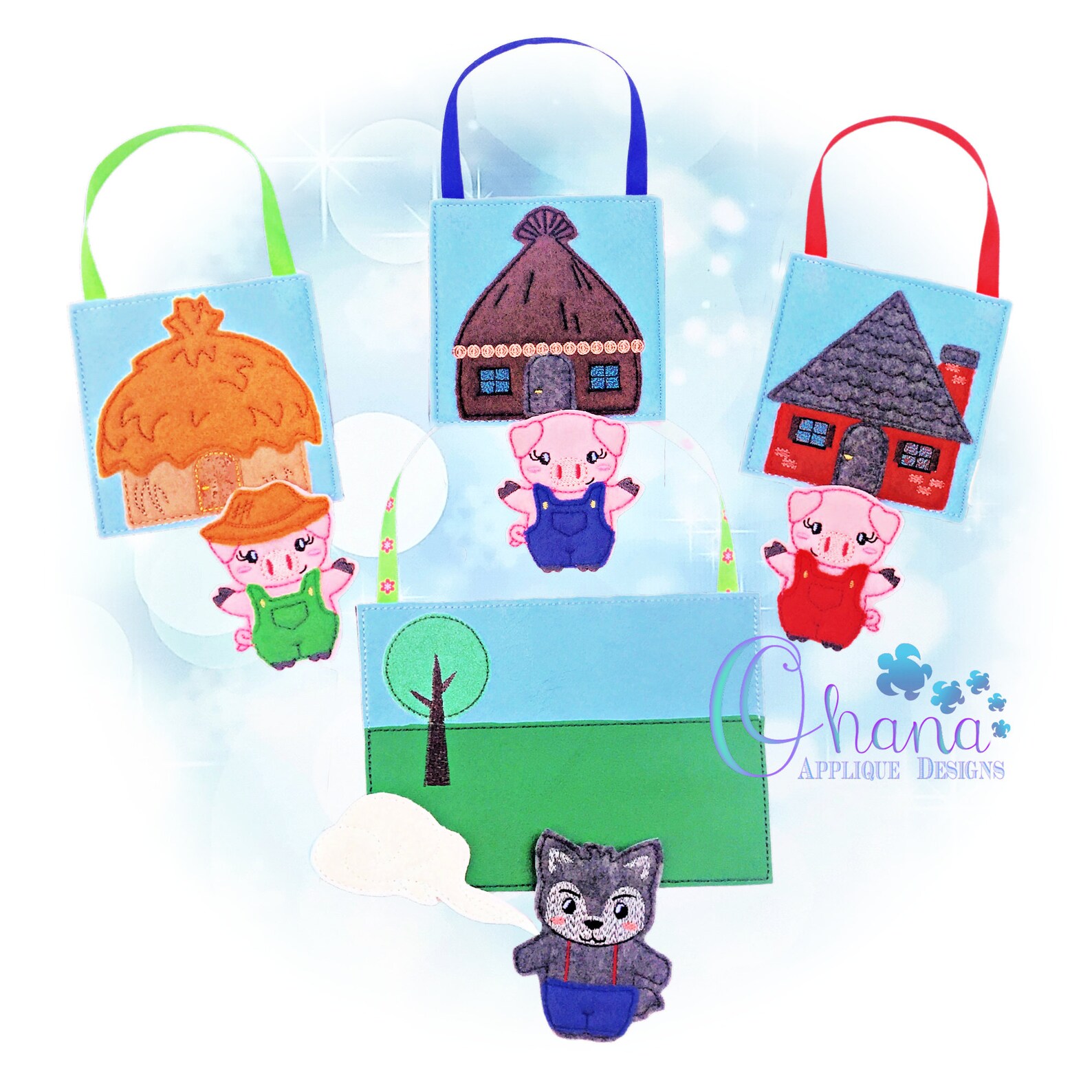 3 Little Pigs Finger Puppets in the Hoop Machine Embroidery - Etsy