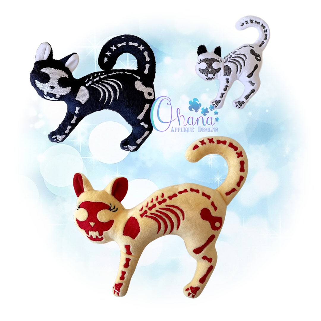 Skelly Scaredy Cat Stuffie in the Hoop Machine Embroidery Design - Etsy