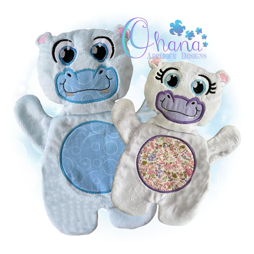 Huggable Hippo Flat Body Lovey in the Hoop Machine Embroidery Design - Etsy
