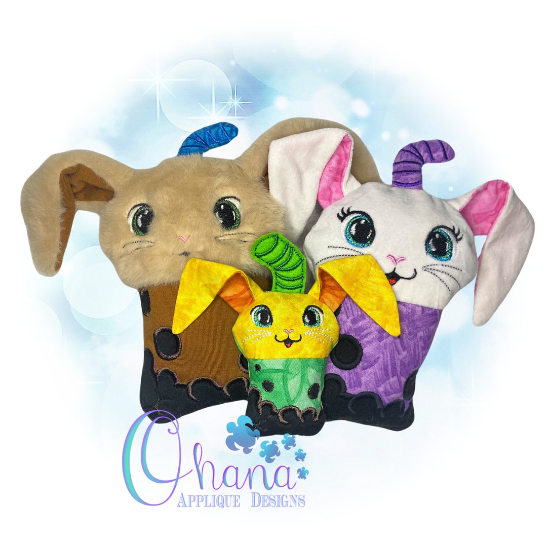 Bunny Bubble Tea Stuffie in the Hoop Machine Embroidery Design - Etsy