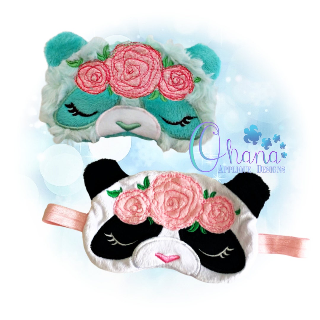 Floral Panda Sleep Mask in the Hoop Machine Embroidery Design - Etsy