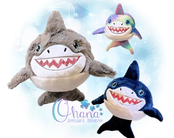 Shark Stuffie Embroidery Design, Shark, Stuffed Animal, Animal Machine ...