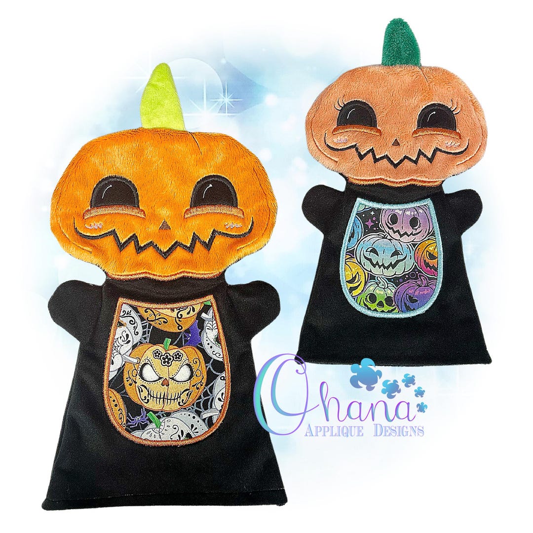 Pumpkin Head Hand Puppet in the Hoop Machine Embroidery Design - Etsy