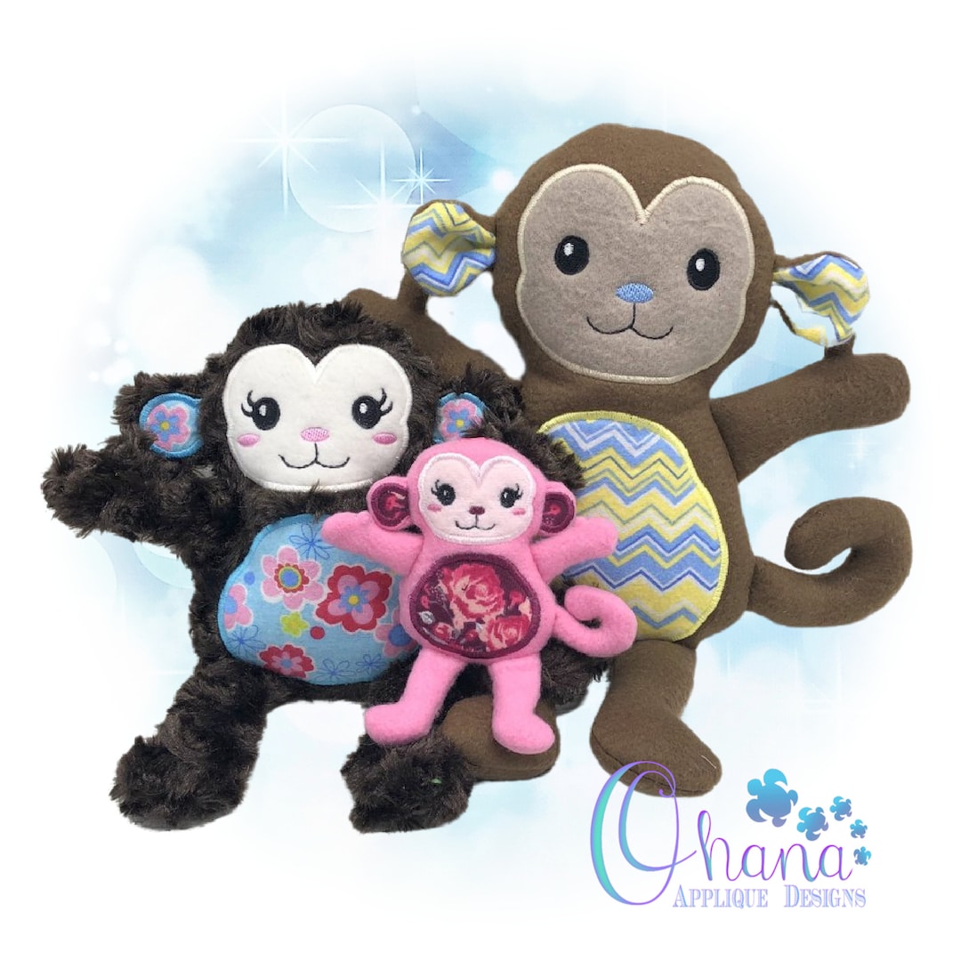 Monkey Plush Stuffie Pattern in the Hoop Machine Embroidery Design - Etsy