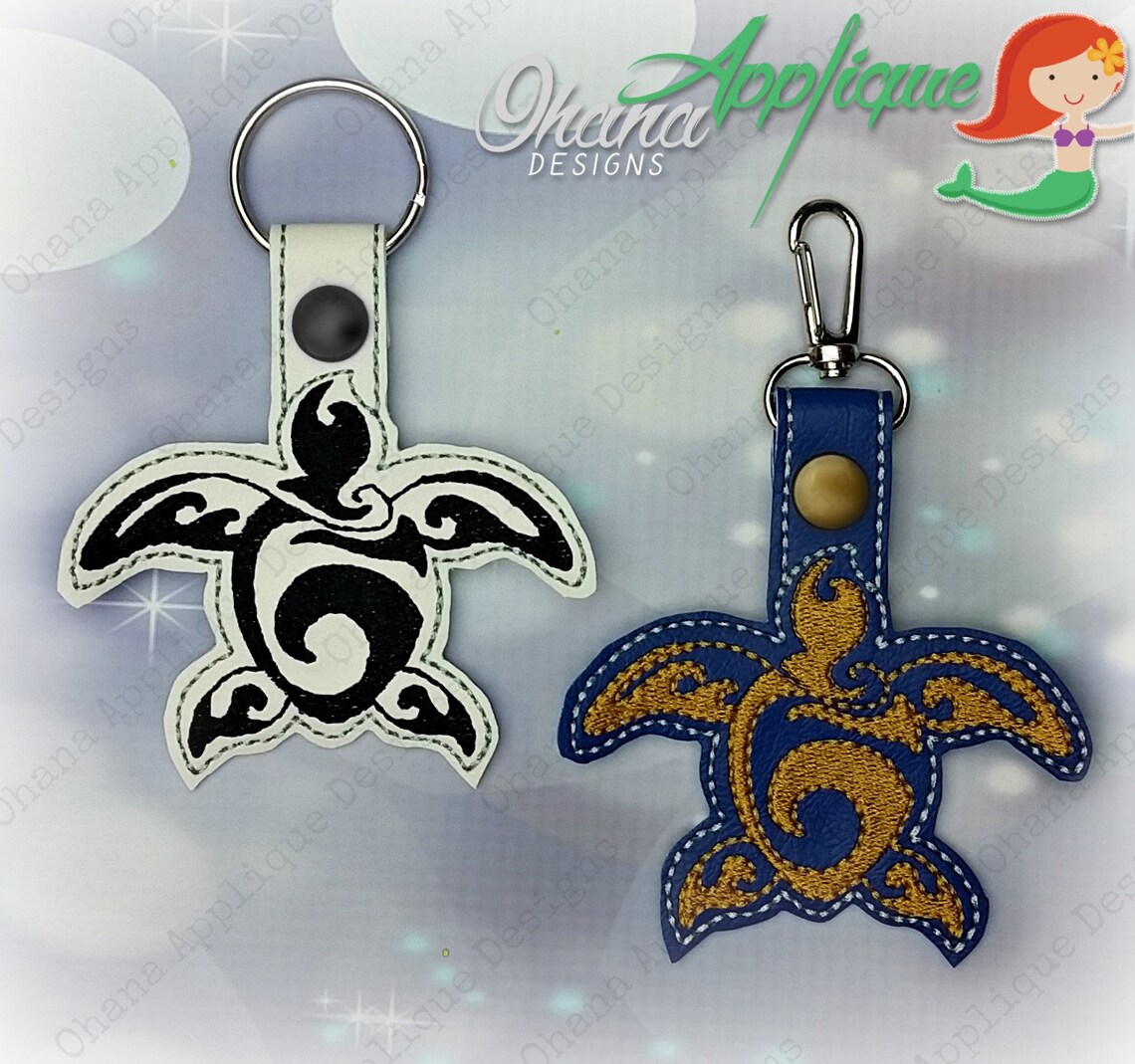 Honu Sea Turtle Key Chain Key Fob Snap Tab in the Hoop - Etsy